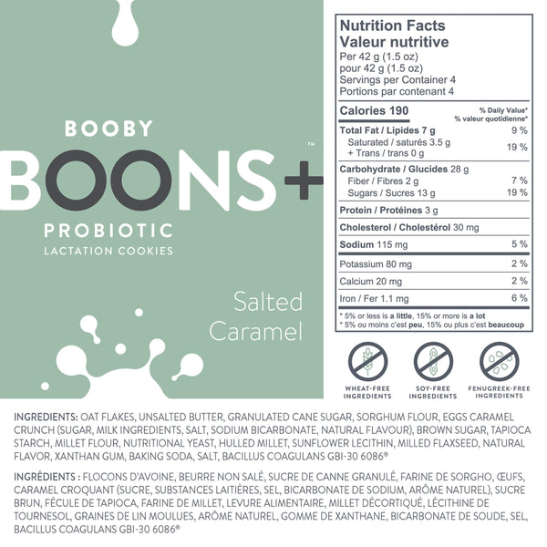 Booby Boons+ Probiotic Lactation Cookie - Salted Caramel - Baby ...
